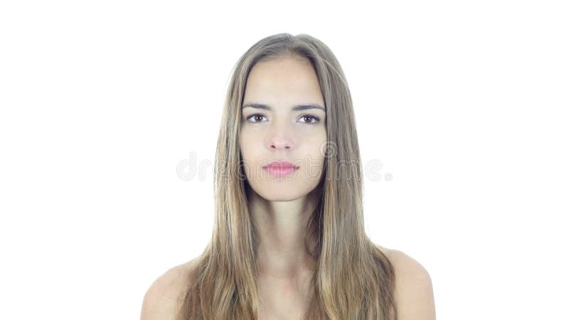 Agree, Female Gesture of Yes, Shaking Head, White Background,Young ...