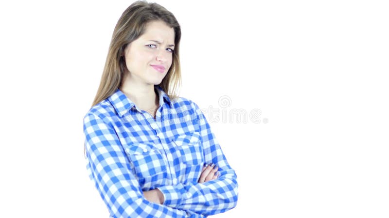 Agree, Female Gesture of Yes, Shaking Head, White Background,Young ...