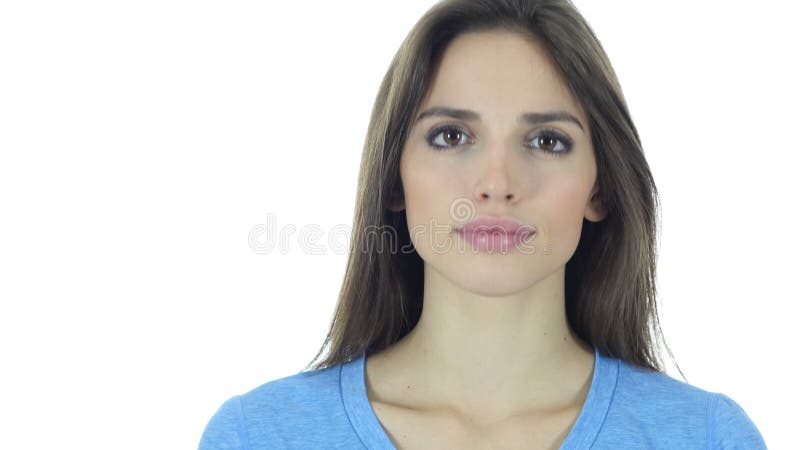 Agree, Female Gesture of Yes, Shaking Head, White Background,Young ...