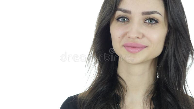 Agree, Female Gesture of Yes, Shaking Head, White Background Stock ...