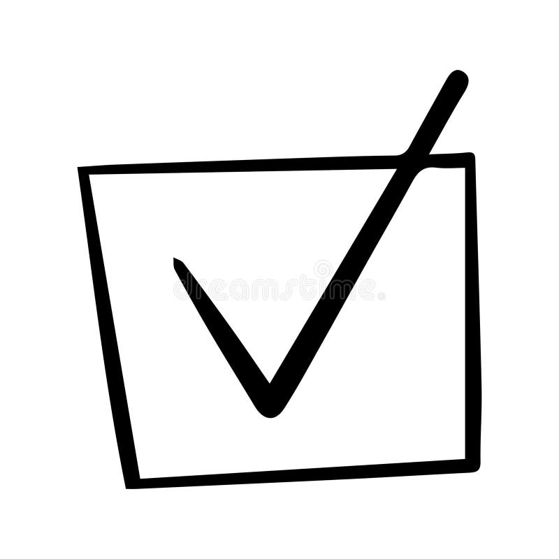 Agree Mark in Square Shape in Doodle Style Grunge Isolated on White ...