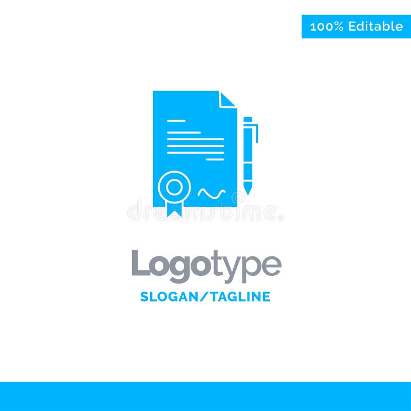 Agreement, Certificate, Done, Deal Blue Solid Logo Template. Place for ...