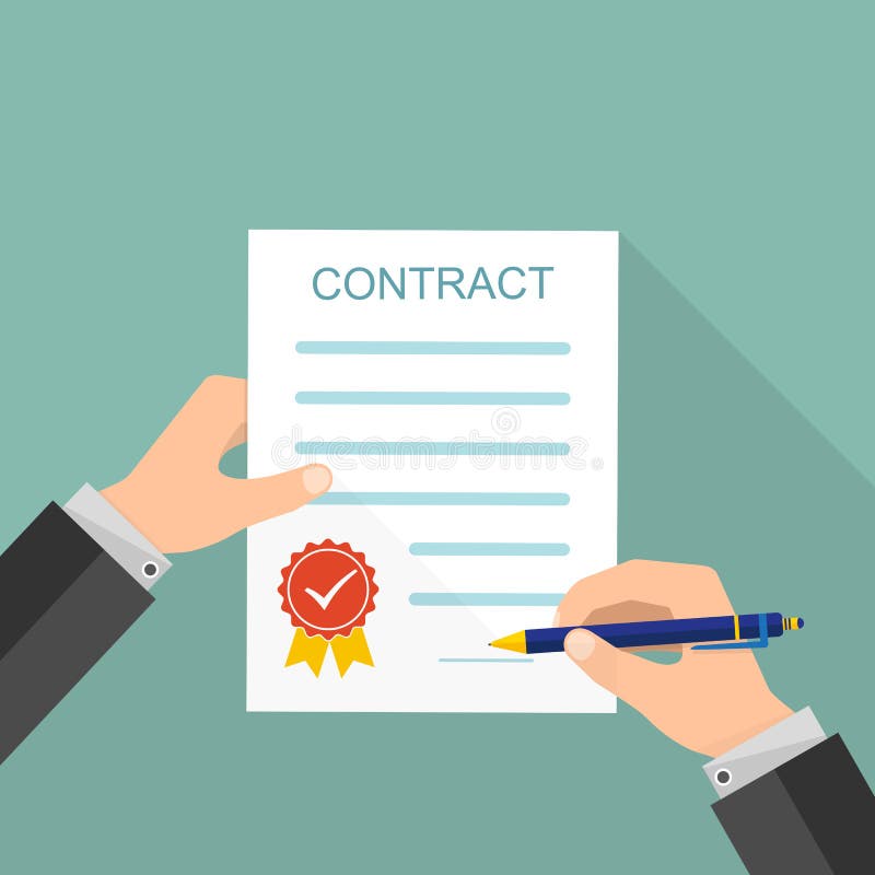 Agreement Concept - Hand Signing of Contract. Vector Illustration ...