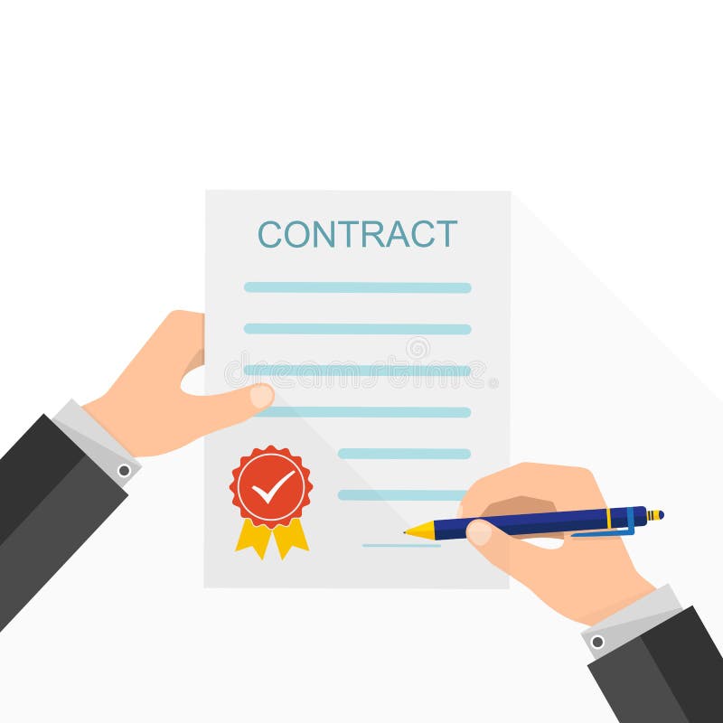 Agreement Concept - Hand Signing of Contract. Vector Illustration ... Agreement Concept - Hand Signing of Contract. Vector Illustration ...