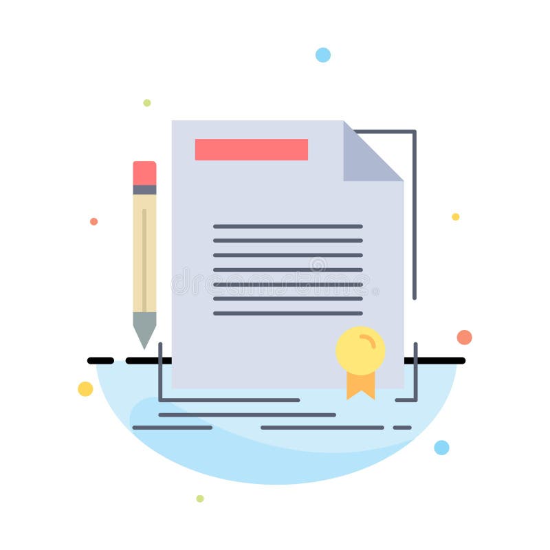 Agreement, Contract, Deal, Document, Paper Flat Color Icon Vector Stock ...