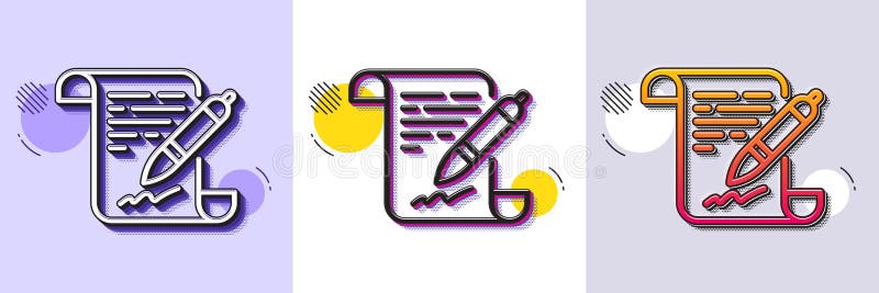 Agreement Document Line Icon. Contract File Signature Sign. Halftone ...