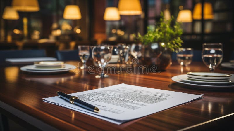 A Agreement Documents on a Table. AI Generated Stock Illustration ...