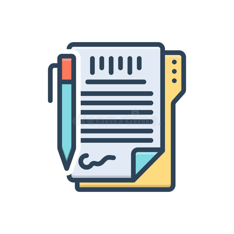 Color Illustration Icon for Agreement, Contract and Document Stock ...