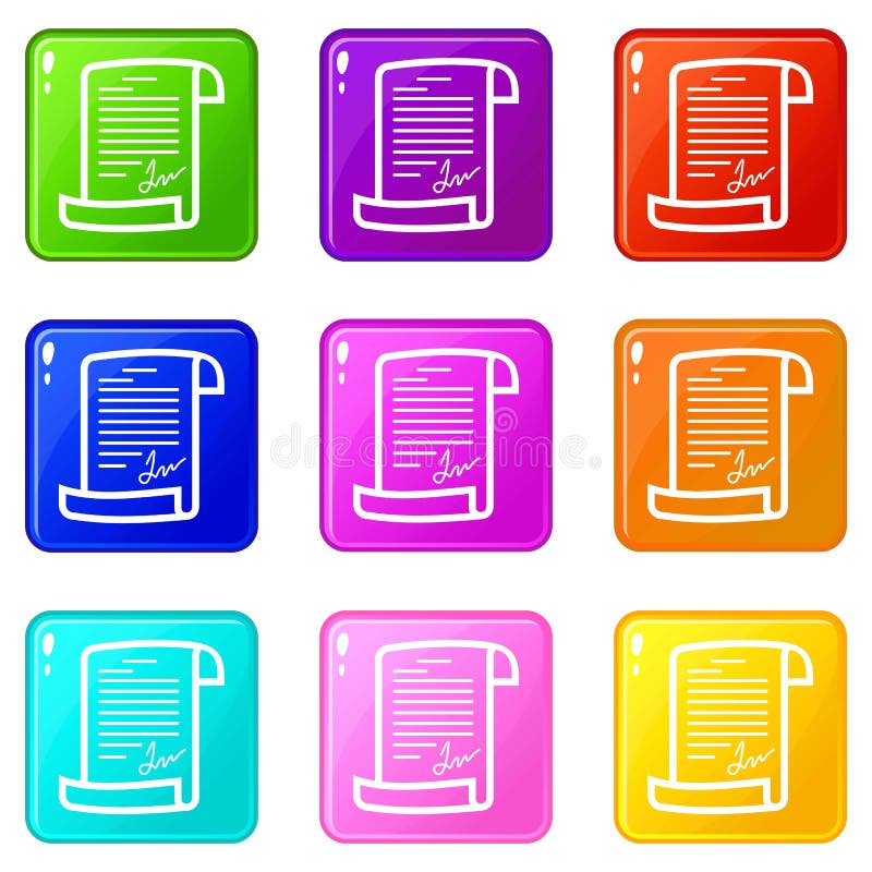 Agreement Icons Set 9 Color Collection Stock Vector - Illustration of ...