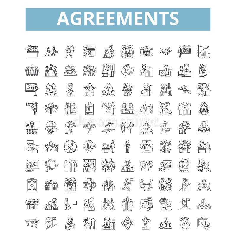 Agreements Icons, Line Symbols, Web Signs, Vector Set, Isolated ...