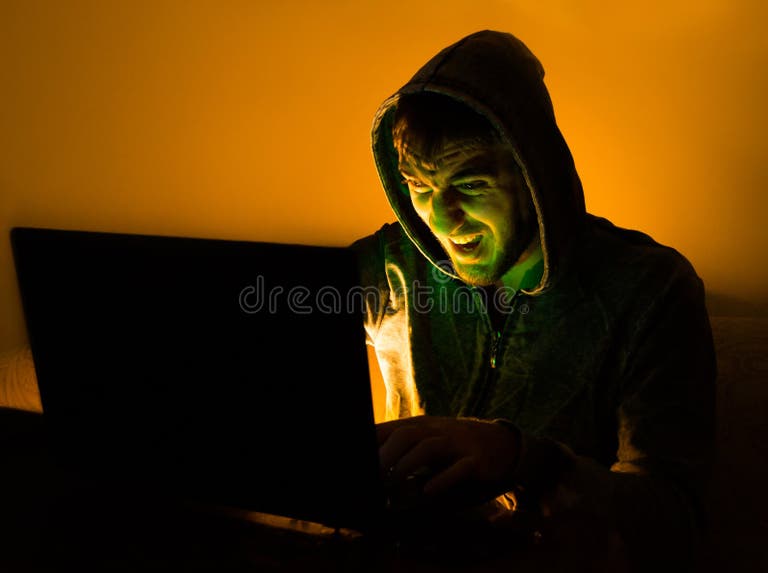 Agressive Hacker Screaming To the Computer Stock Photo - Image of brain ...