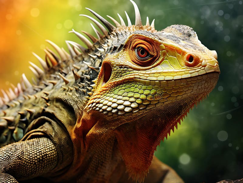 Agressive Lizard Made with Generative AI Illustration Stock ...