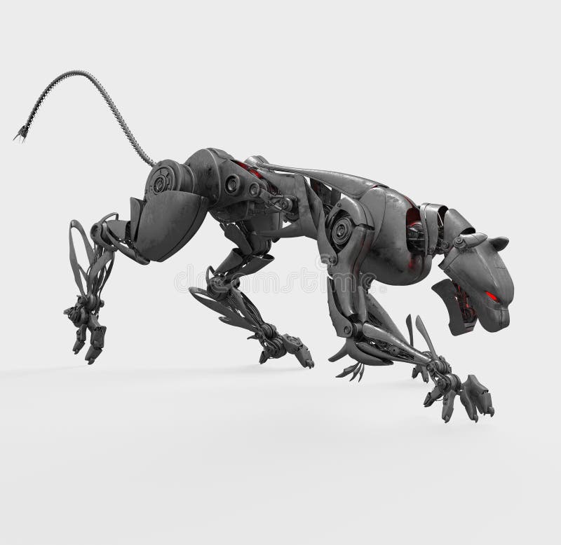 Agressive Metal Cyborg Panther Stock Illustration - Illustration of ...