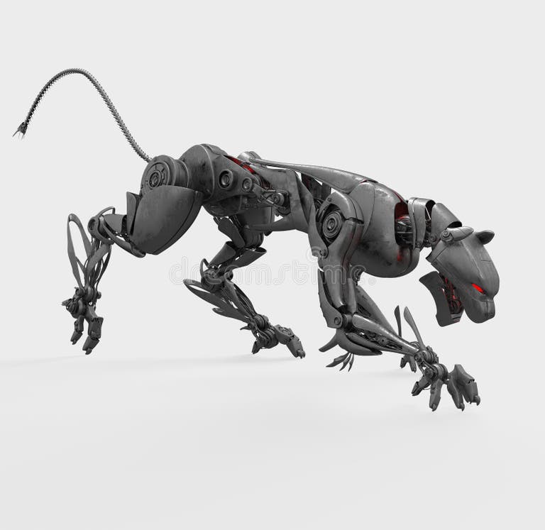 Agressive Metal Cyborg Panther Stock Illustration - Illustration of ...