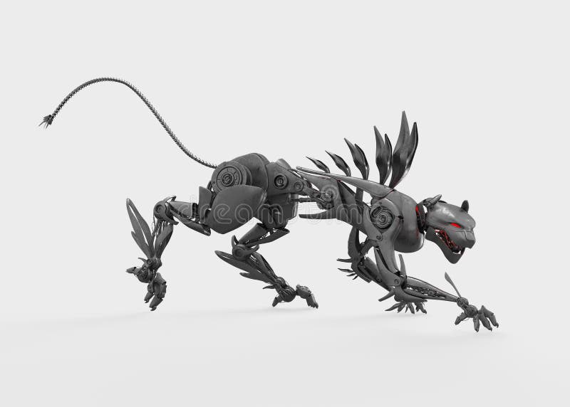Agressive Metal Cyborg Panther Stock Illustration - Illustration of ...