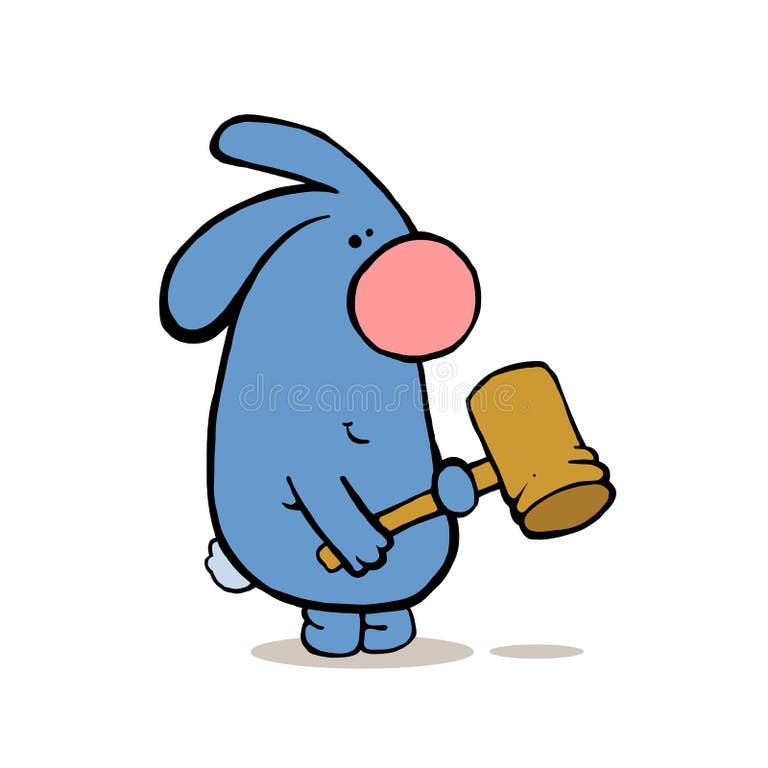 Agressive Rabbit with Hammer Stock Illustration - Illustration of crazy ...