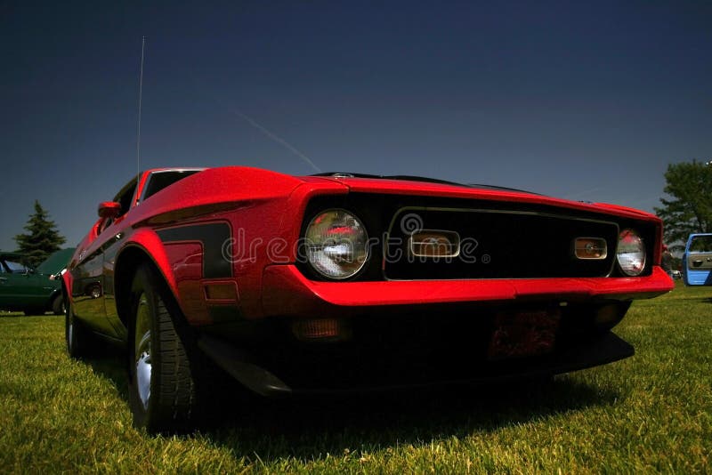 Agressive Red Mustang stock photo. Image of sporty, quarter - 2751326