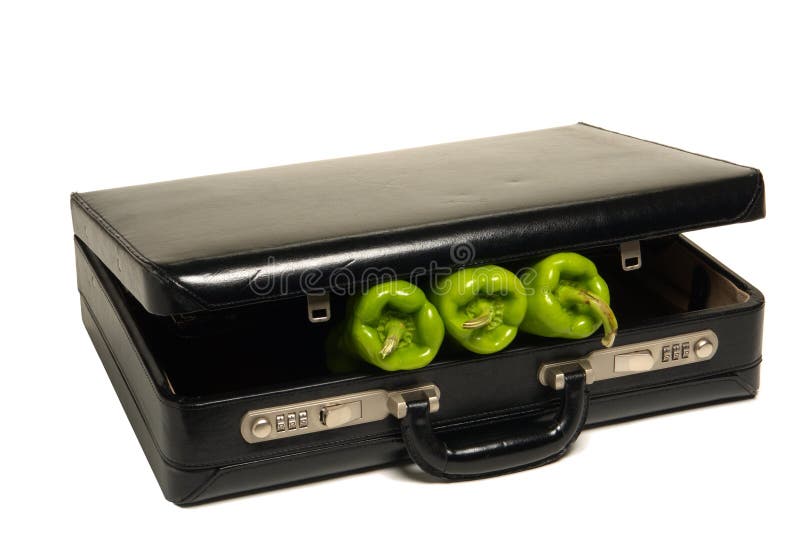 Agribusiness with Green Peppers Inside a Briefcase Stock Photo - Image ...