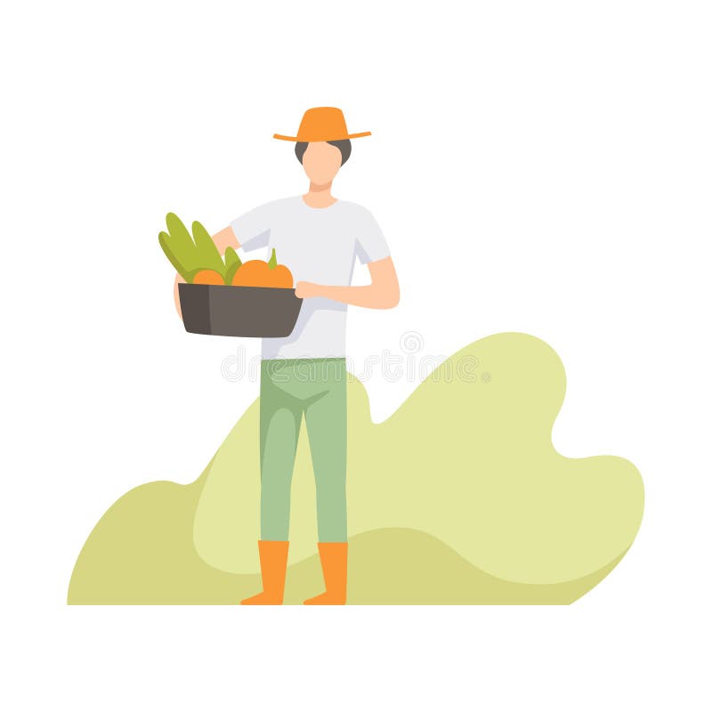 Agricoltore Che Raccoglie La Gente Che Lavora Nel Giardino Lavoratore