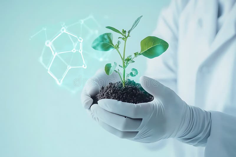 Agricultural Biotechnology Research: Scientist Holding a Young Plantlet ...