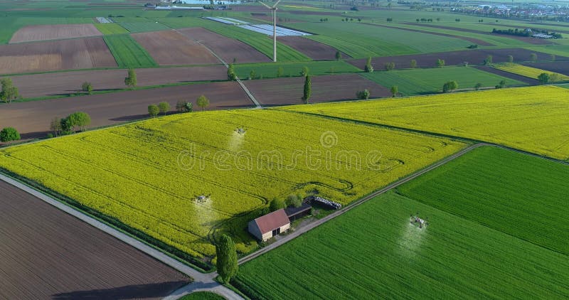 Agricultural Drones Flying Over the Fields Concept. Agro Drone Scans ...