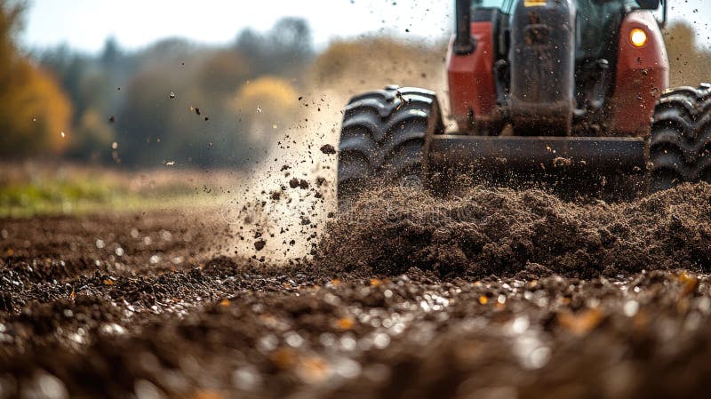 Agricultural Equipment Driving through a Plot of Land with Loose Soil ...