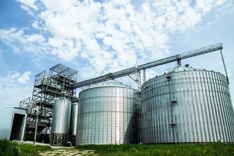 Agricultural Facility with Large Grain Silos. a Vast Agricultural ...