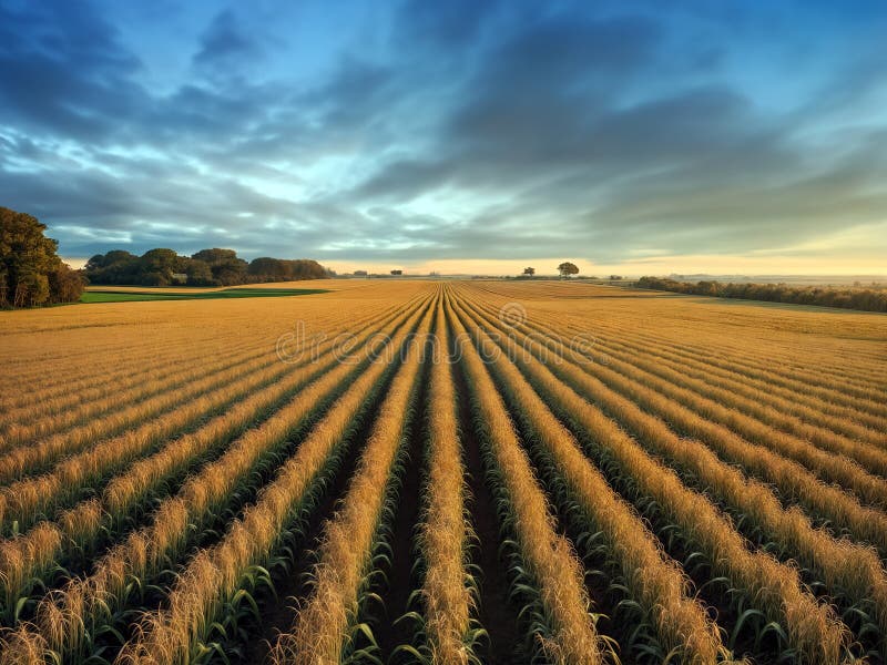 Agricultural Farming - Neatly Plowed Corn Fields Ready for the ...
