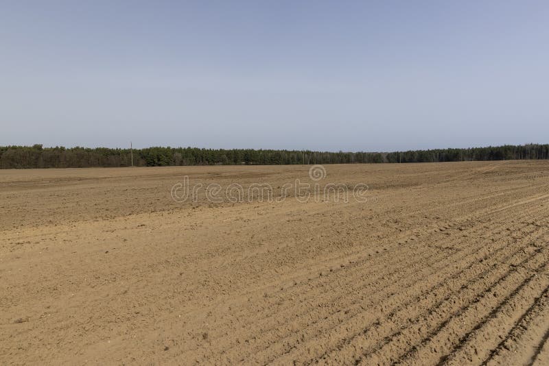 An Agricultural Field with Plowed Soil during Spring Sowing Stock Image ...