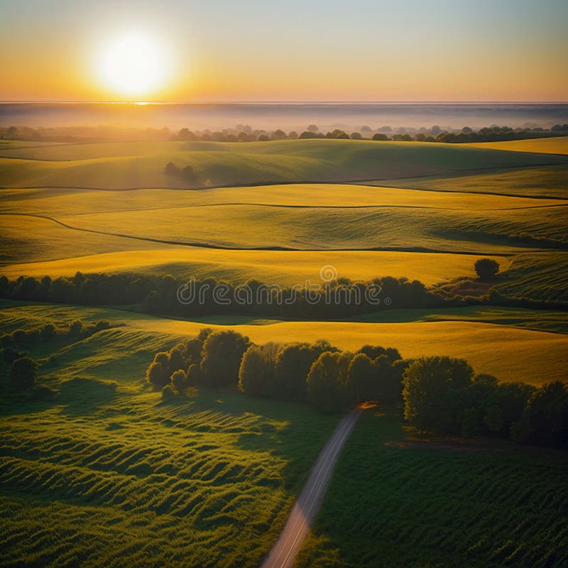 Agricultural Field Sunset stock illustration. Illustration of seed ...