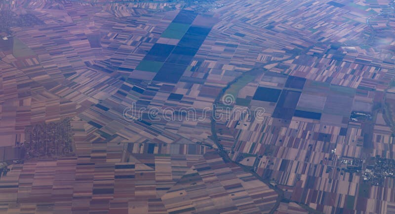 Agricultural Fields from Above. Aerial View Out of an Airplane Window ...