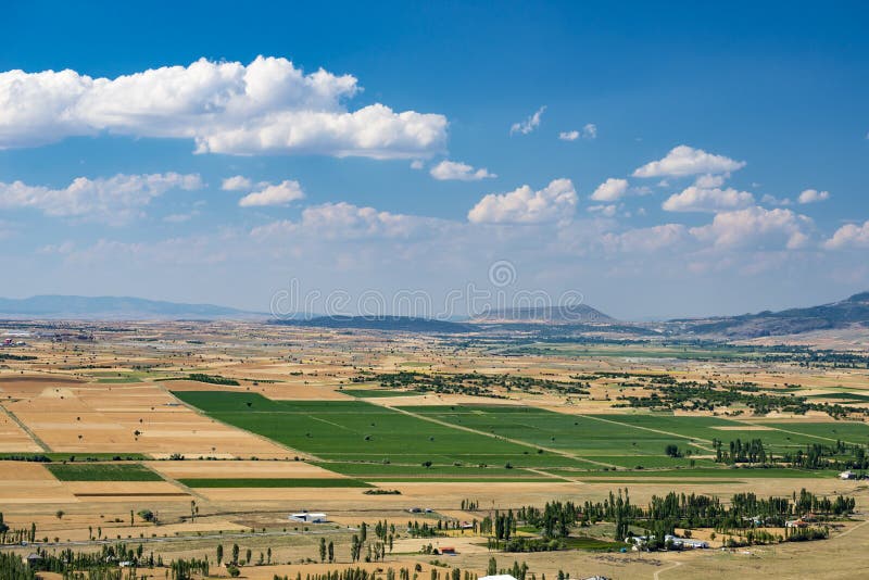 Agricultural Fields in the Plains Stock Image - Image of village ...
