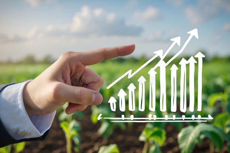 Agricultural Growth Graph Over Field Pointing To Increased Crop ...