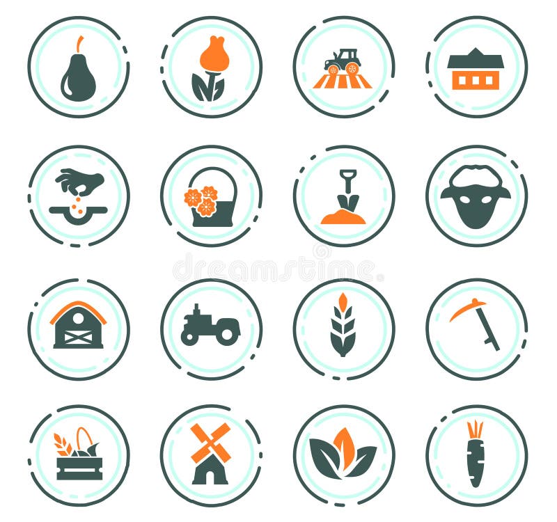 Agricultural icons set stock vector. Illustration of crop - 155267879