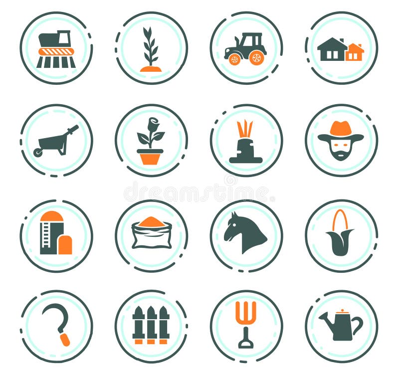 Agricultural icons set stock vector. Illustration of group - 155269706