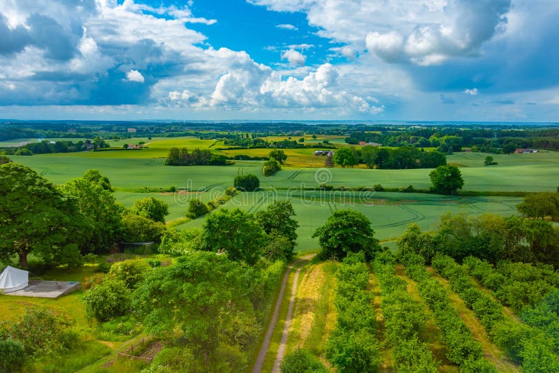 Agricultural Landscape of Funen Island at Denmark Stock Image - Image ...
