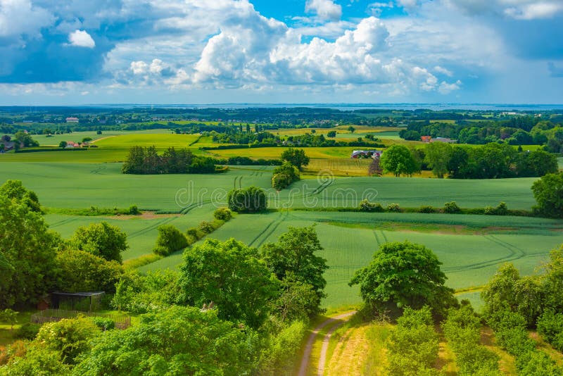 Agricultural Landscape of Funen Island at Denmark Stock Photo - Image ...