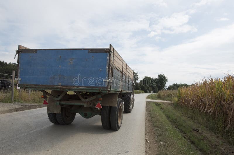 Agricultural Loader Wagon on a Farm Stock Image - Image of funding ...