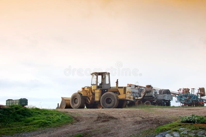 Agricultural Machineries in the Field Stock Image - Image of farming ...