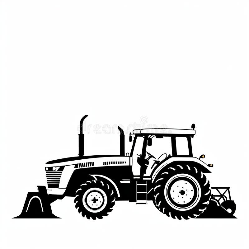 Agricultural Machinery Artwork in Black and White Stock Illustration ...