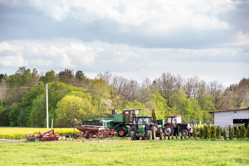 Agricultural Machinery in a Farm Yard Stock Image - Image of closeup ...