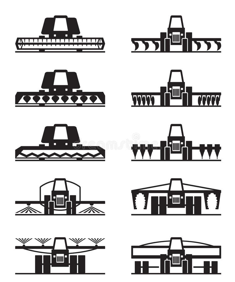 Agricultural Machinery Icon Set Stock Vector - Illustration of growing ...
