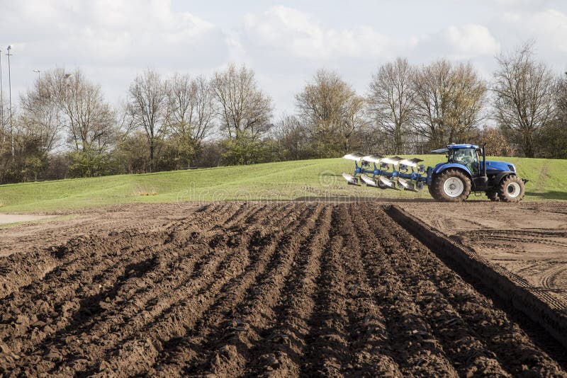 Tractor Ploughing Farm Field Stock Image - Image of farmhouse, field: 54371