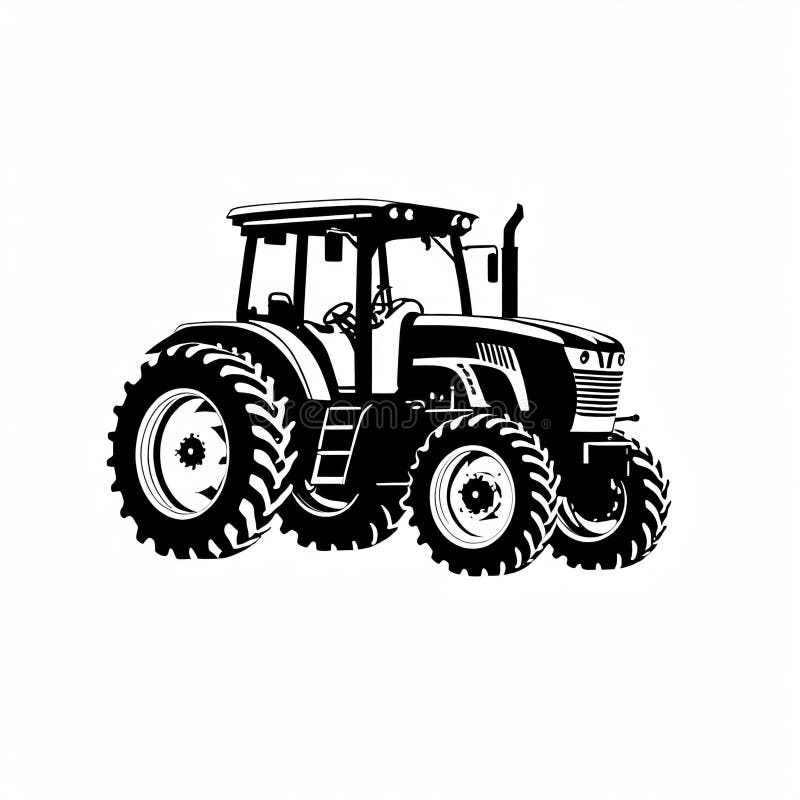 Agricultural Machinery Silhouette in Black and White Stock Illustration ...