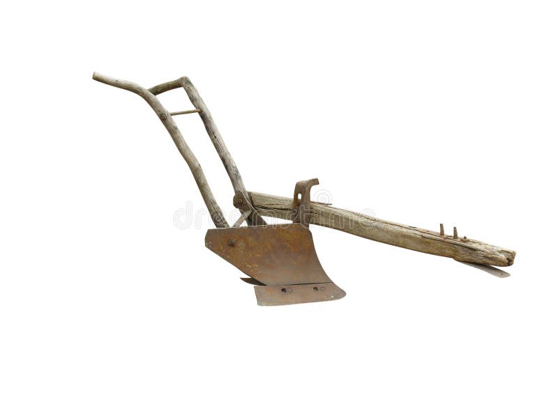 Agricultural Old Manual Plow Isolated Over White Stock Images - Image ...