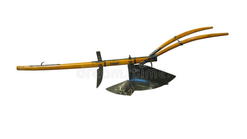 Old Manual Plow Isolated Over White Stock Image - Image of europe ...