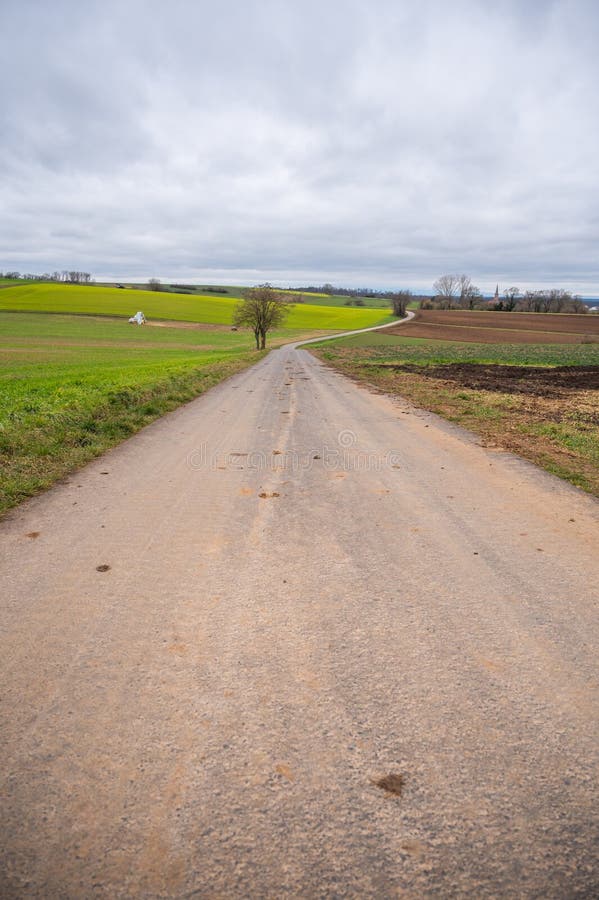 Agricultural Path between Multiple Agricultural Fields, Stacked Straw ...