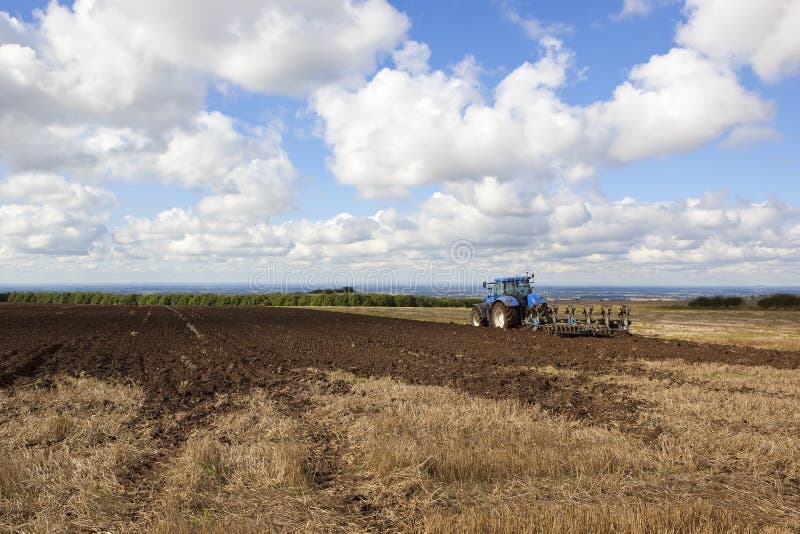 Agricultural Scene with Tractor Stock Image - Image of farming, fields ...