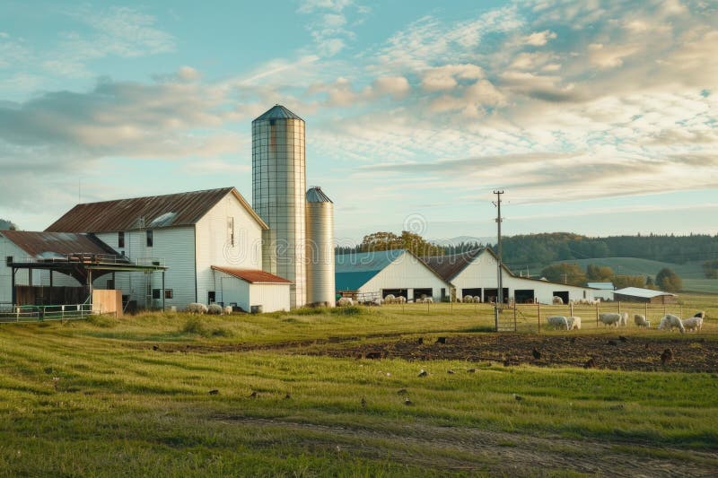 Agricultural Setting with Silo, Suitable for Rural-themed Projects ...