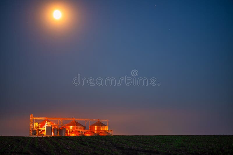 Agricultural Silo Complex: Grain Storage Elevator Stock Image - Image ...